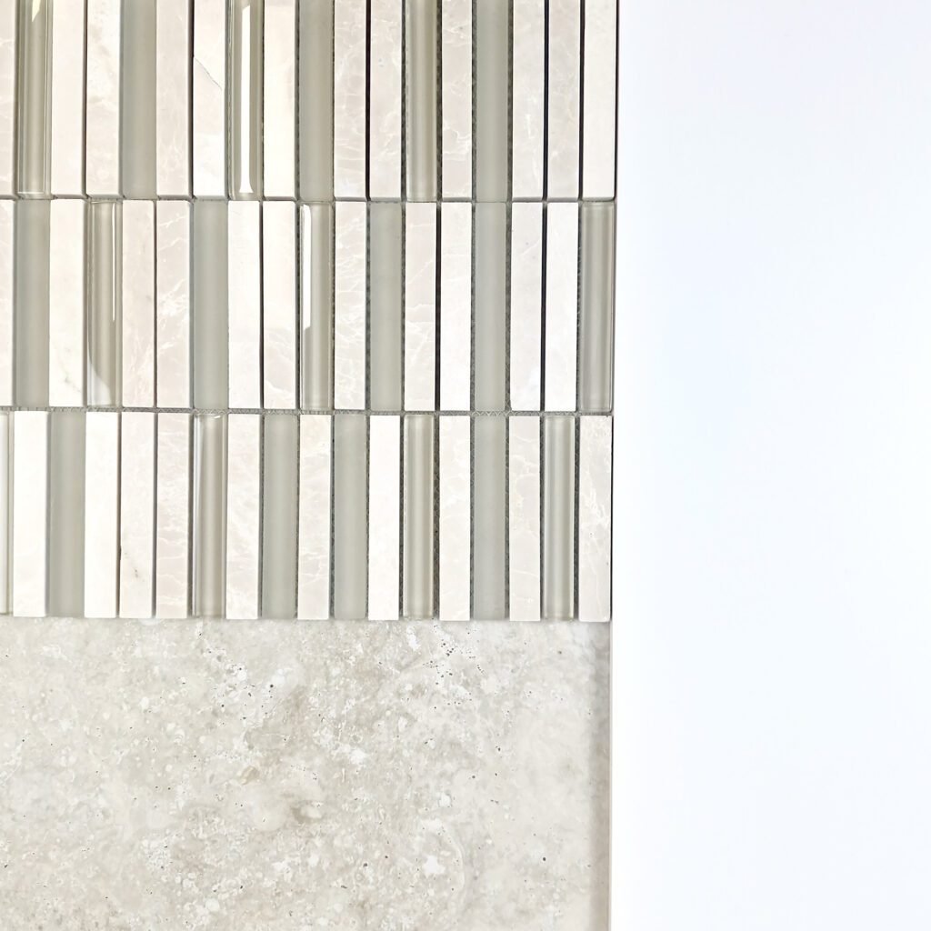 Marfil Marble & Glass Kit Kat Mixed Mosaic Tile Sheets - Tile Warehouse