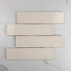 Nanda Subway Tile | Bone Gloss Irregular Edge - Tile Warehouse